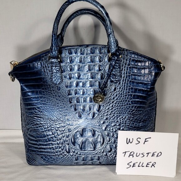 Brahmin | Bags | Vintage Brahmin Blue Aquarius Large Duxbury Shoulder ...